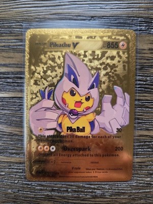 Pokemon Pikachu Pika Ball Cosplay Gold Foil Fan Art Collector Card - HP ...