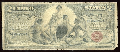 1896 $2 Dollar Educational Note Silver Certificate FR.247 Nicely ...