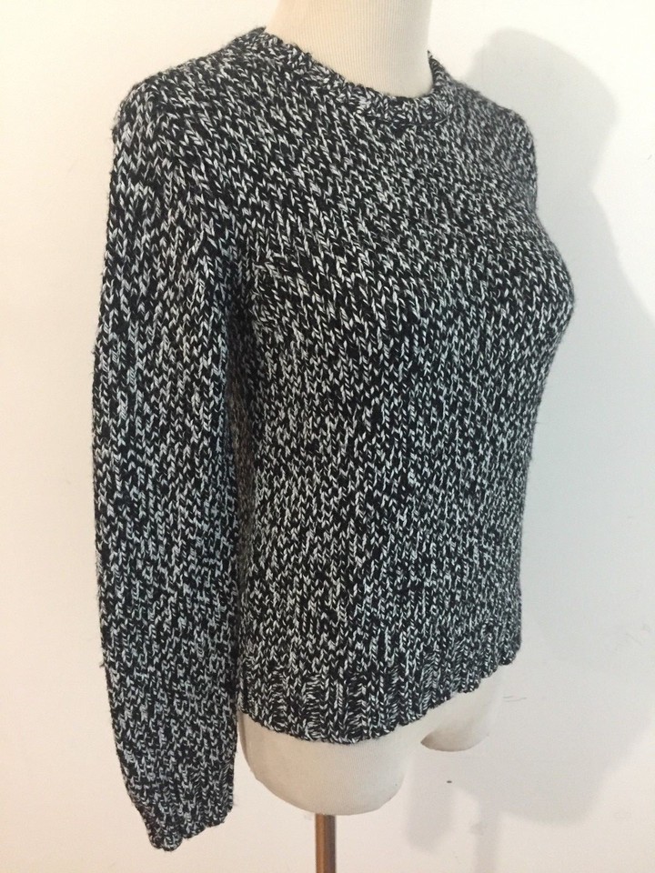 Ann Taylor Factory Store Crewneck Ragg Sweater Black & White Size XS | eBay