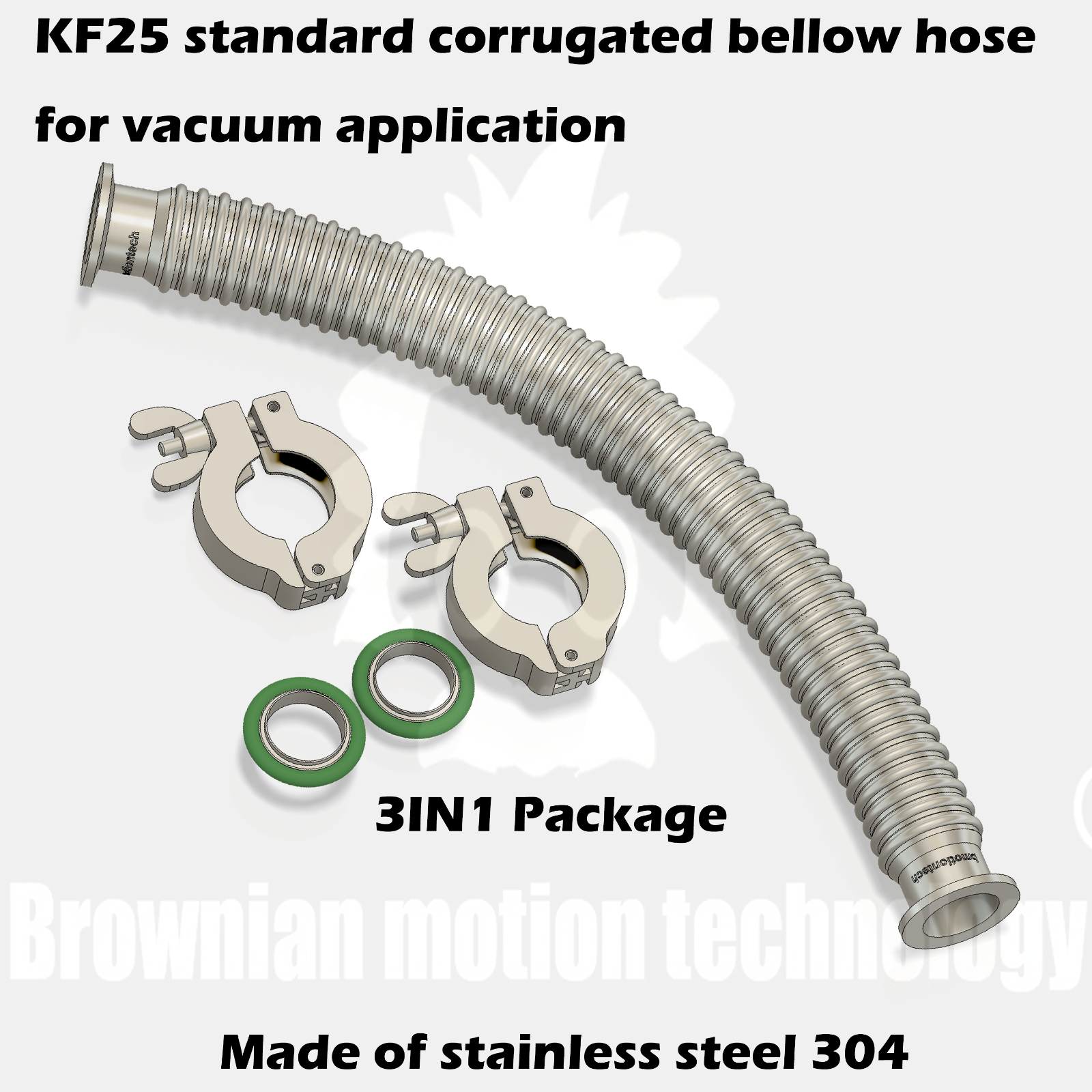 bmotiontech KF25 bellow corrugated hose vacuum coupling w/ clamp sets 0 ...