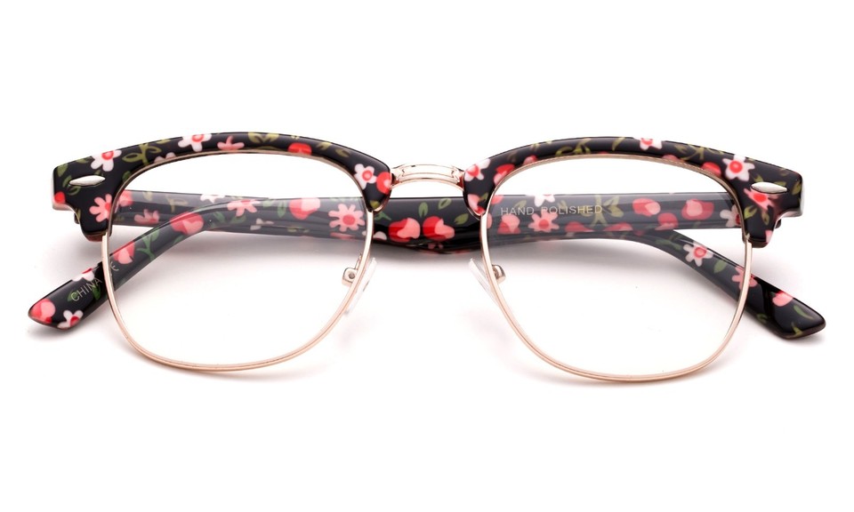 Half Frame Clear Lens Glasses Unisex Glasses Frame Retro Half Frame Men ...