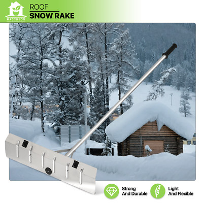 26"Aluminum Blade Roof Snow Rake Adjustable Removal Tool w/20ft Reach ...