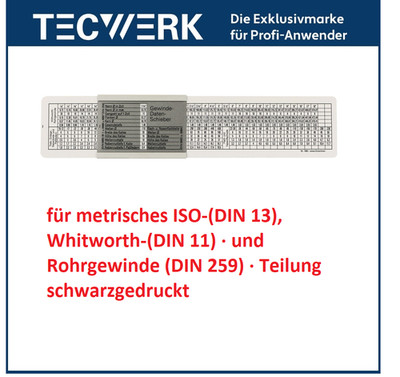 DIN-Gewindeschieber TECWERK , ISO-DIN 13, Whitworth DIN-11, Rohrgew ...