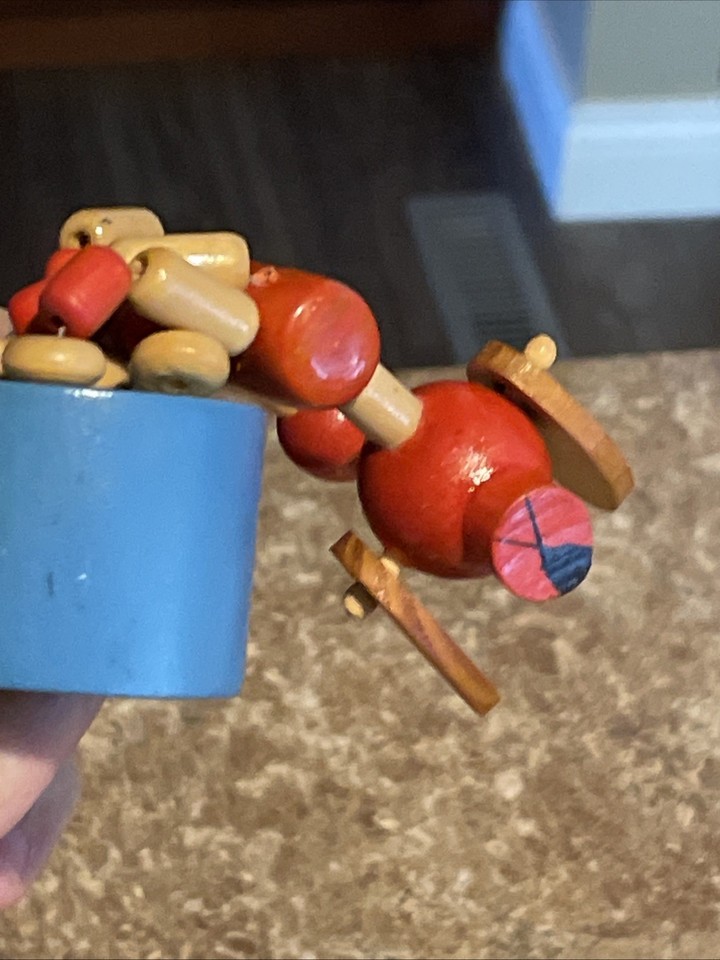 Vintage Wooden Push Puppet Dog 4.5” Wood Collapsible Dancing Toy | eBay