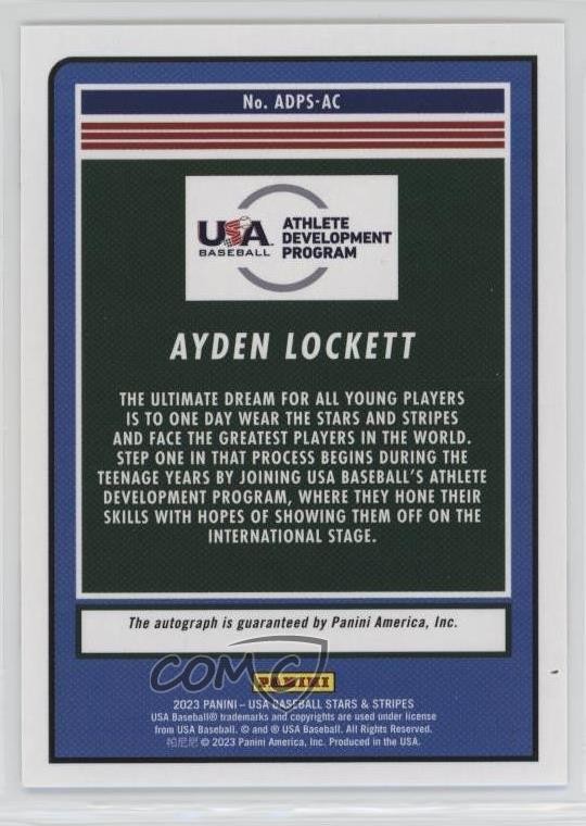 2023 Panini USA Baseball Stars & Stripes Blue Ayden Lockett #ADPS-AC ...