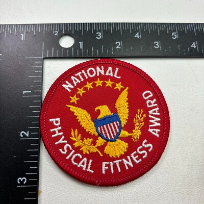 Red NATIONAL FITNESS AWARD Gold Eagle w/ Red White & Blue Shield Patch ...
