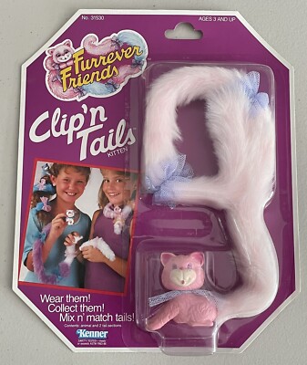 Furrever Friends Clip’ N Tails Kitten PINK w/ Purple bows Unused MOC ...