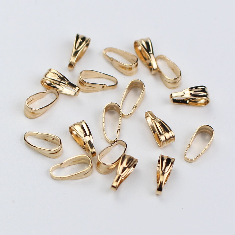 100pcs 7x3mm Snap-on Pendant Clasps Connectors Bails Clips for Necklace ...