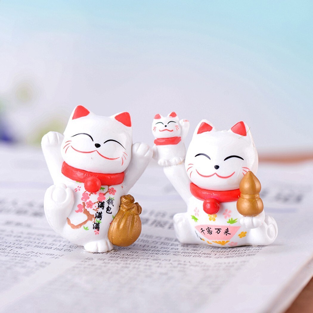 4xMiniatures Lucky Cat Cute Animal Mini Figures Home Desktop Decor DIY ...