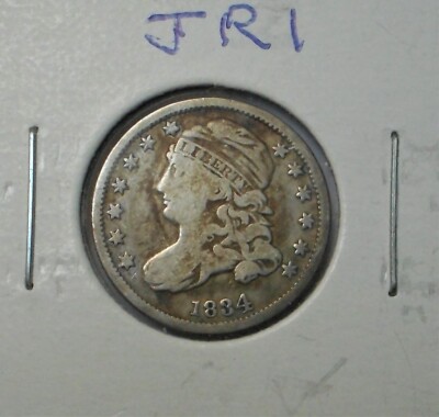 1834 Capped Bust Dime . Large 4 . JR1 . Original . Old Ten Cents ...
