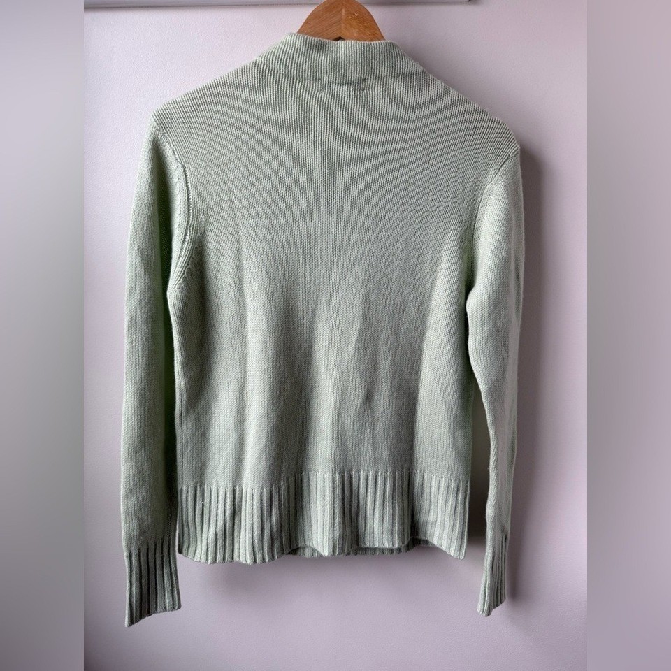 LORD & TAYLOR Vintage 100% Cashmere Sweater Mock Neck Green Cozy Quiet ...