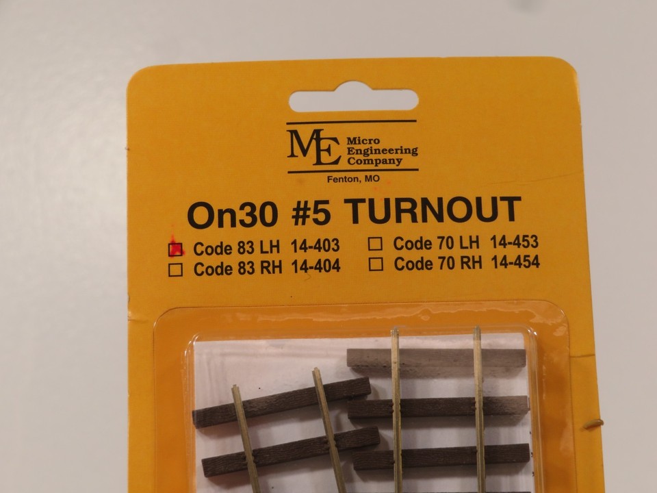 Micro Engineering 14-403 HO On30 Left Hand #5 Turnout Code LN | eBay