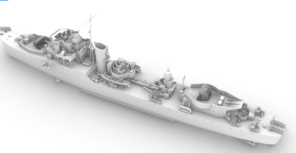 1/96 HMS HUNT (Type III) class Destroyer (full hull) 3D Printed kit RC ...
