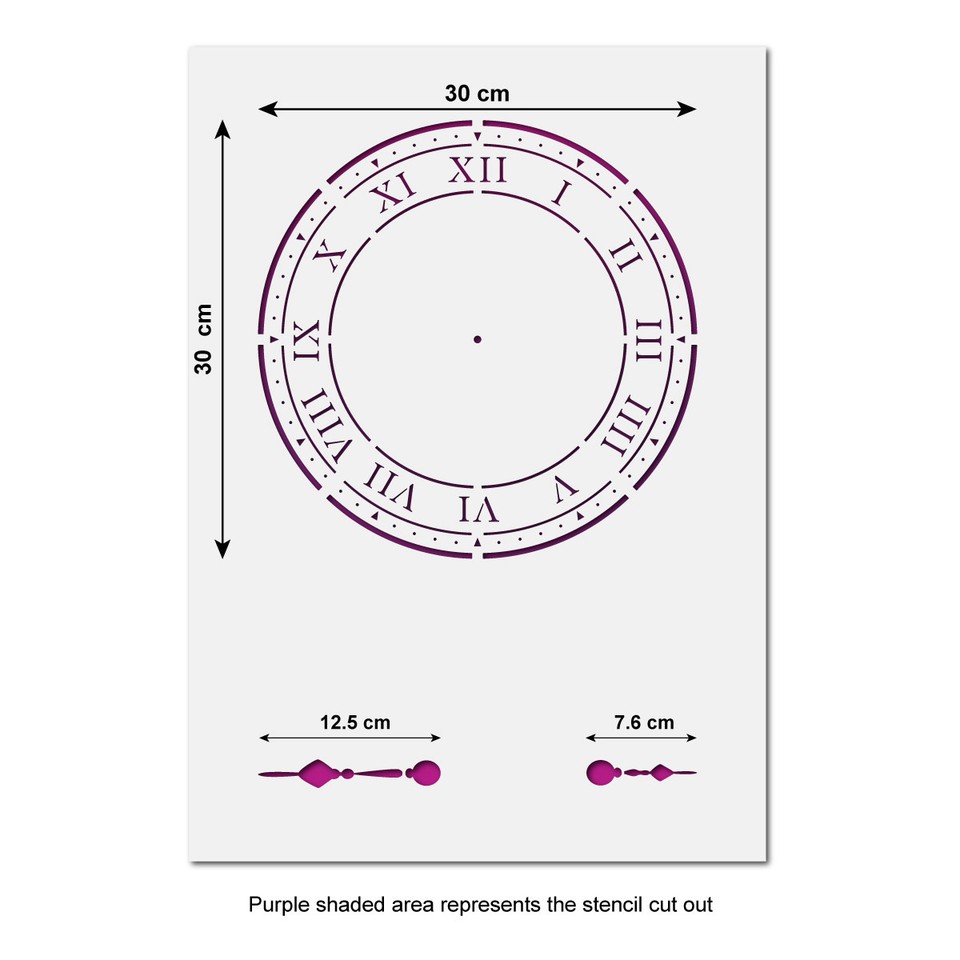 Roman Numeral Clock Stencil - Large Clock Face Wall Stencil | eBay UK