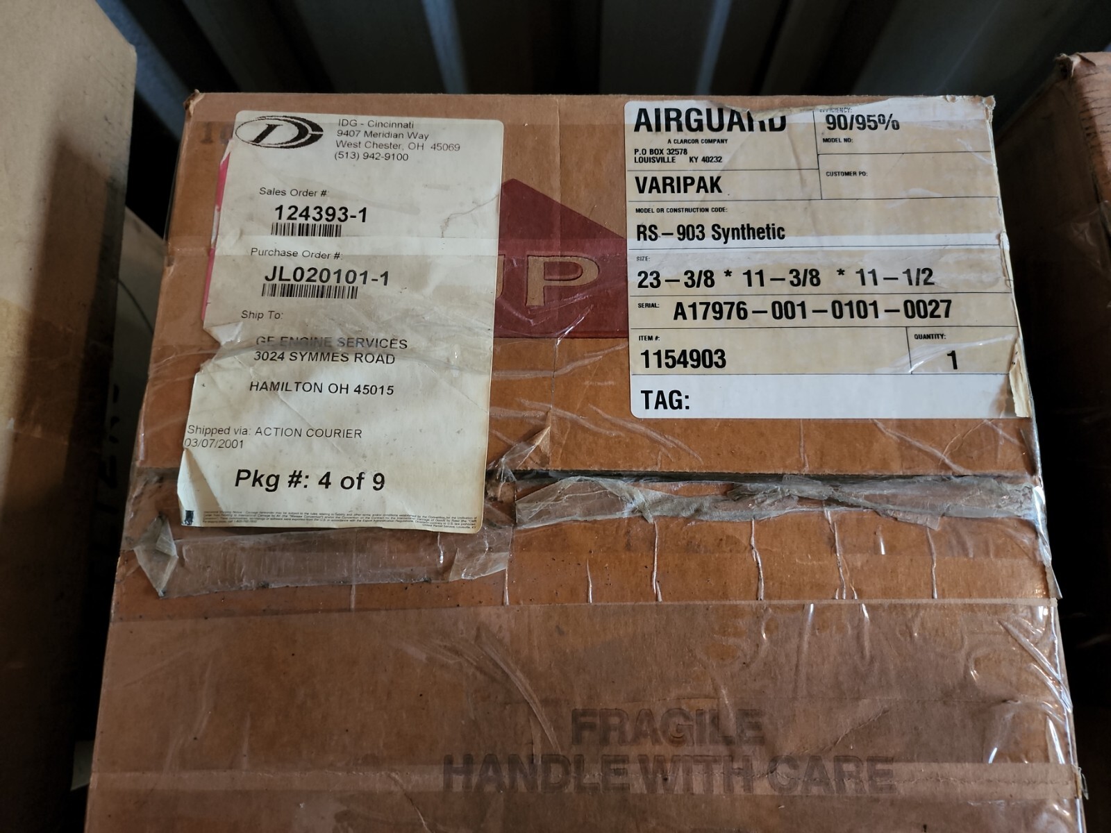 AIRGUARD filter VARIPAK RS-903 SYNTHETIC 23-3/8" x 11-3/8" x 11-1/2 ...