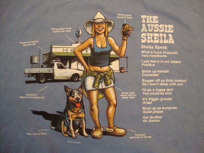 The Aussie Sheila Australia Tourists Funny Blue Cotton T Shirt Size 2XL ...
