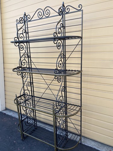 Vintage French Bronze Iron Bakers Rack Etagere Display Shelving Kitchen ...