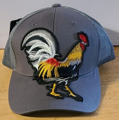 ROOSTER CHICKEN BIRD FARM SNAPBACK MESH BACK BASEBALL CAP HAT ( GRAY ...