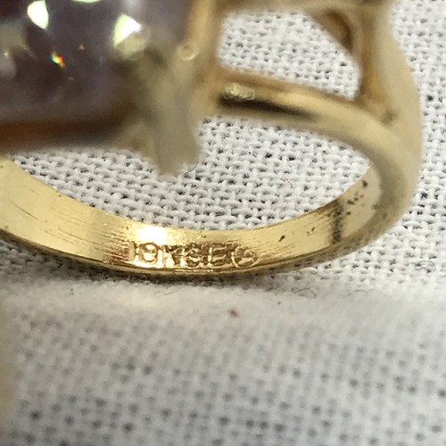 Vintage 18K GE Yellow Gold and Clear Cubic Zirconia's In Huge Design ...