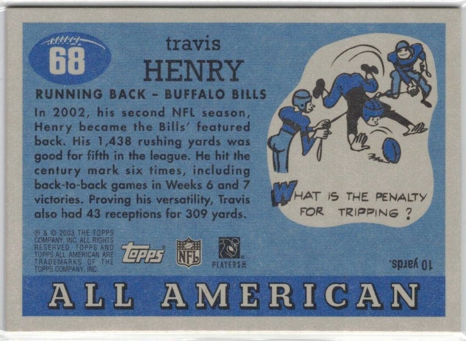2003 Topps All American Football Foil #68 Travis Henry Buffalo Bills | eBay