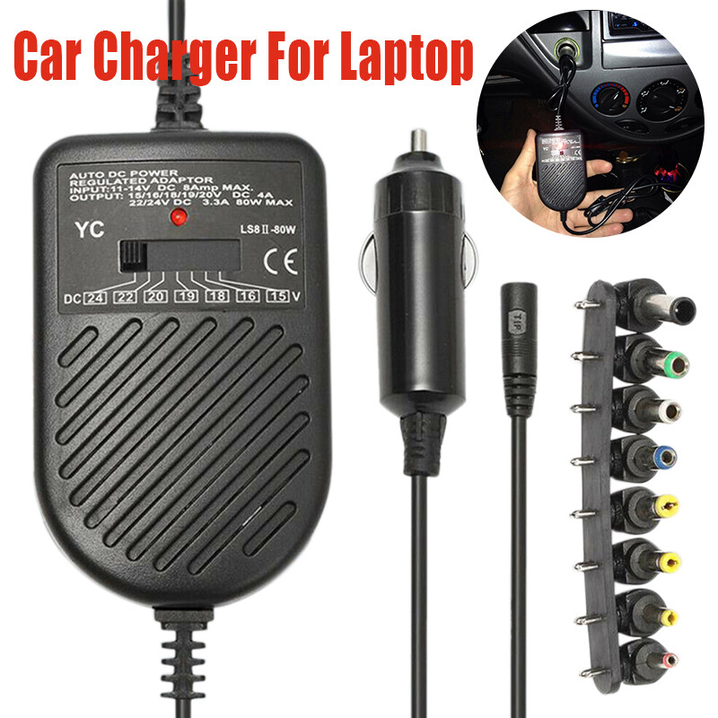 80W DC Auto Car Charger Adjustable Power Supply Adapter for Laptop ...