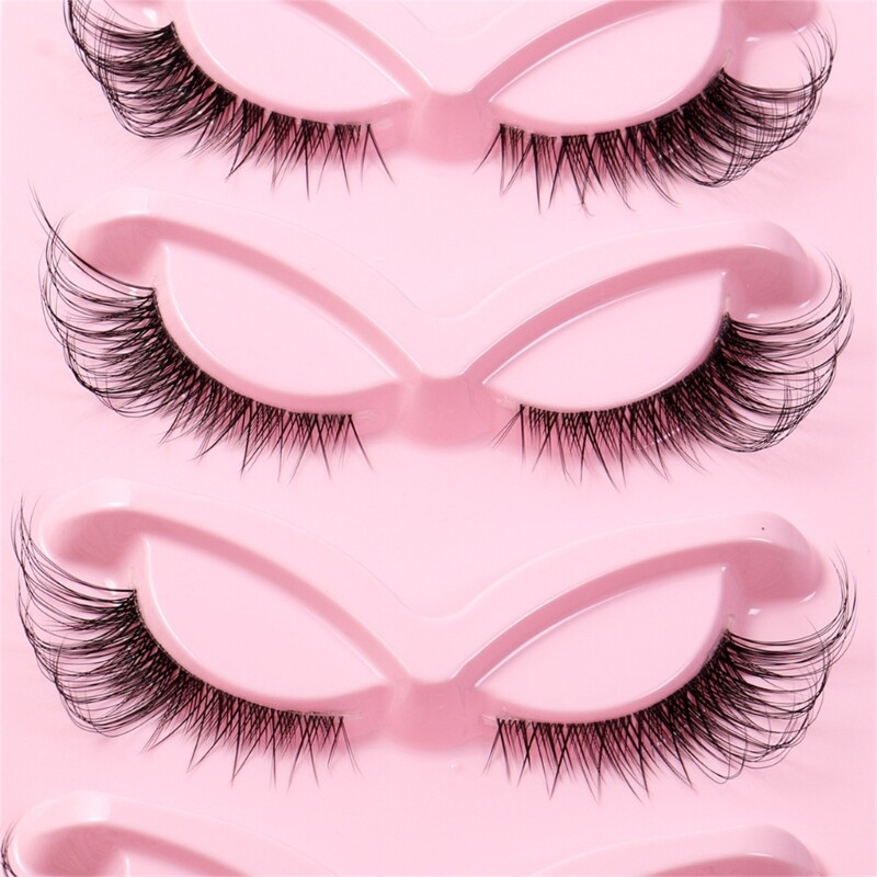 5 Pair Cats Eye Long False Eyelashes Full Strip Lashes Makeup 3D Mink ...