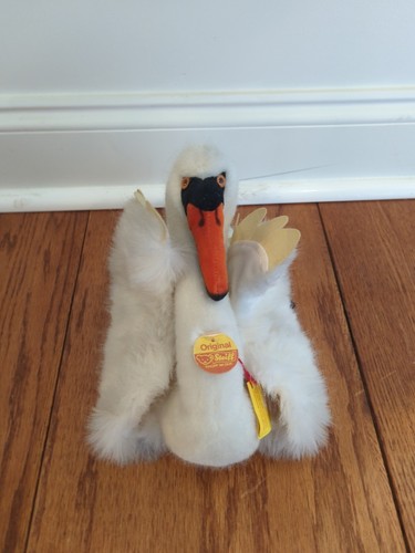 Steiff Swan 3247/26 Woven Germany Button Flag Chest Hang Tag 26 Cm 1980 ...