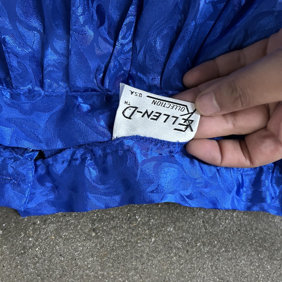 Vintage Ellen-D Collection Skirt Juniors 9/10 Blue Floral Satin A-Line ...