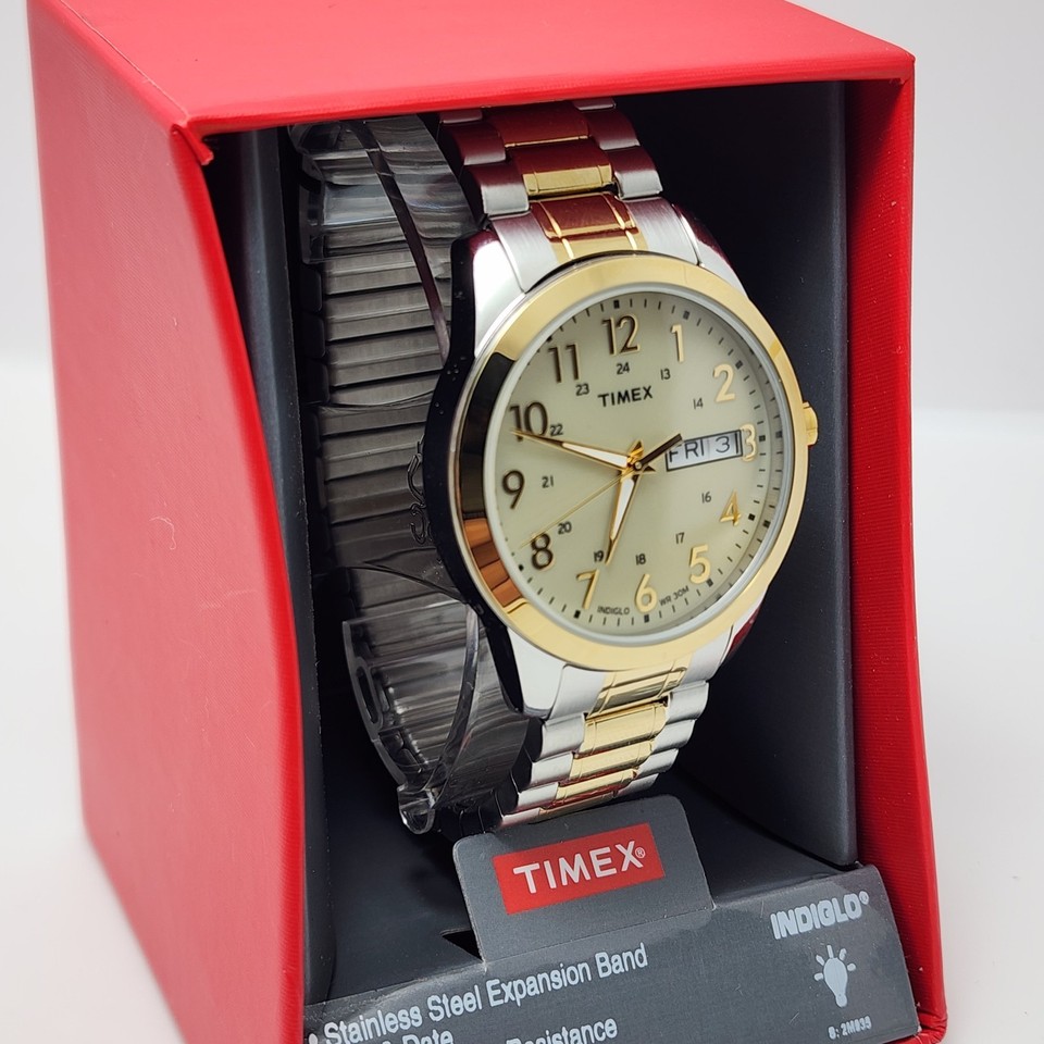 TIMEX INDIGLO T2M935 24-HOUR TWO-TONE WR 30M MEN'S WATCH NEW ...