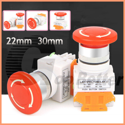 Emergency E Stop Switch 22mm /30mm Latching Mushroom Stop Push Button ...