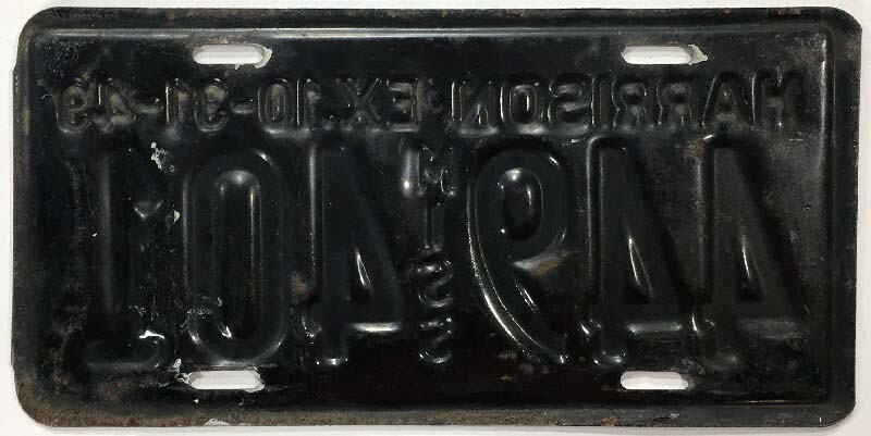 Mississippi 1949 License Plate 449 401 Harrison County Original Paint ...