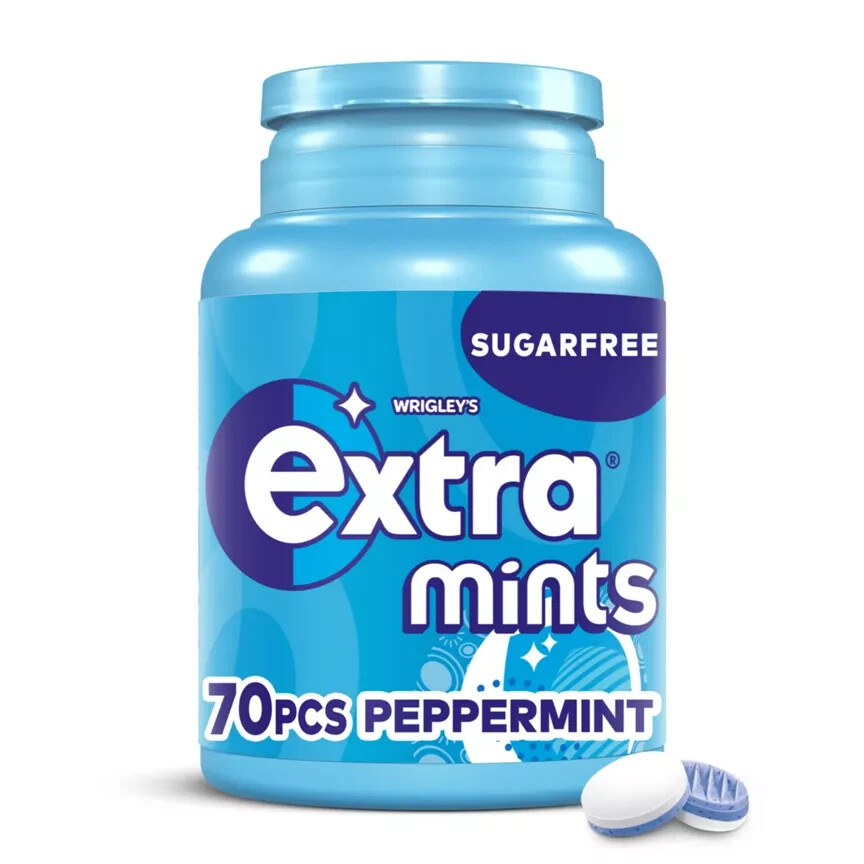 WRIGLEY'S EXTRA MINTS SUGAR FREE PEPPERMINT 6 TUBS FULL PACK x 70pcs ...