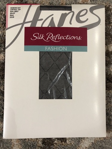 Hanes Diamond Polka Dot Control Top Tights Black 5'3"-5'4' 115-125lbs ...