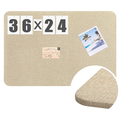36"x 24" Linen Fabric Bulletin Board Pinboard for Walls Display ...