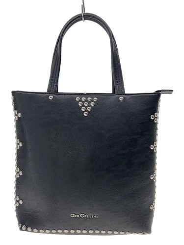Other Brands Gio Cellini 2-Way Studded Tote Bag in Faux Leather, Black ...