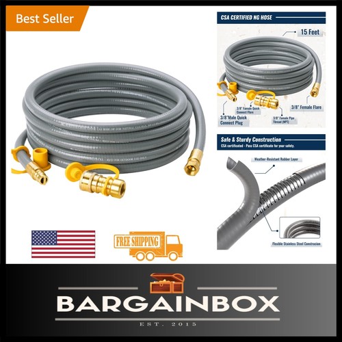 Safe 15ft Natural Gas Line with Quick Disconnect - Ideal for Grills ...