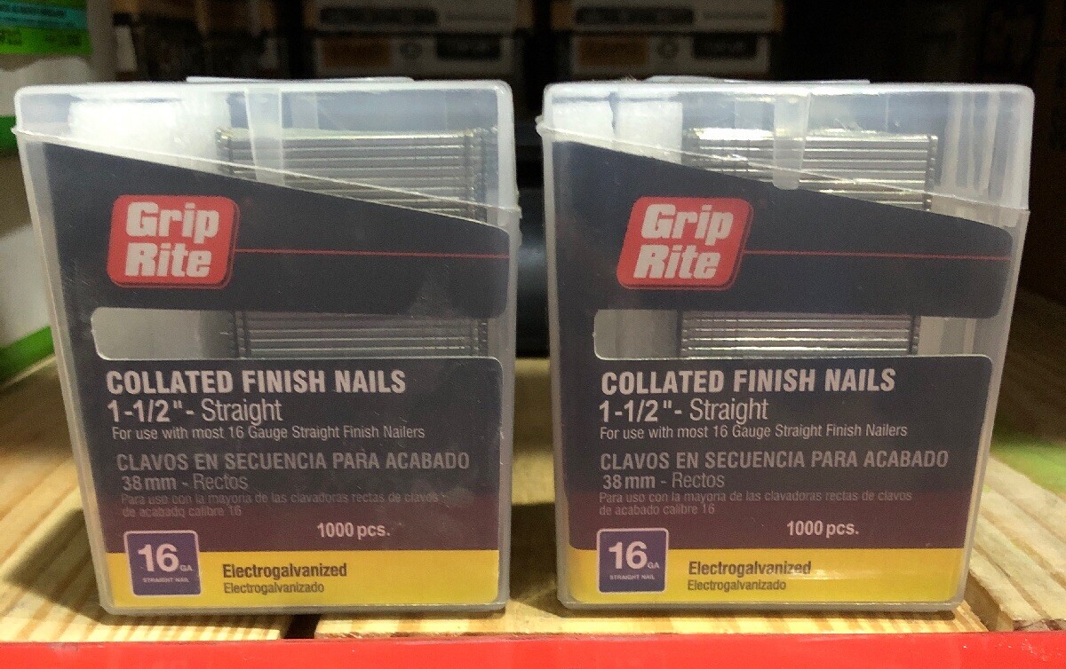 (LOT OF 2 BOXES) Grip-Rite 16 GA Galvanized 1-1/2” Straight Finish Nail ...