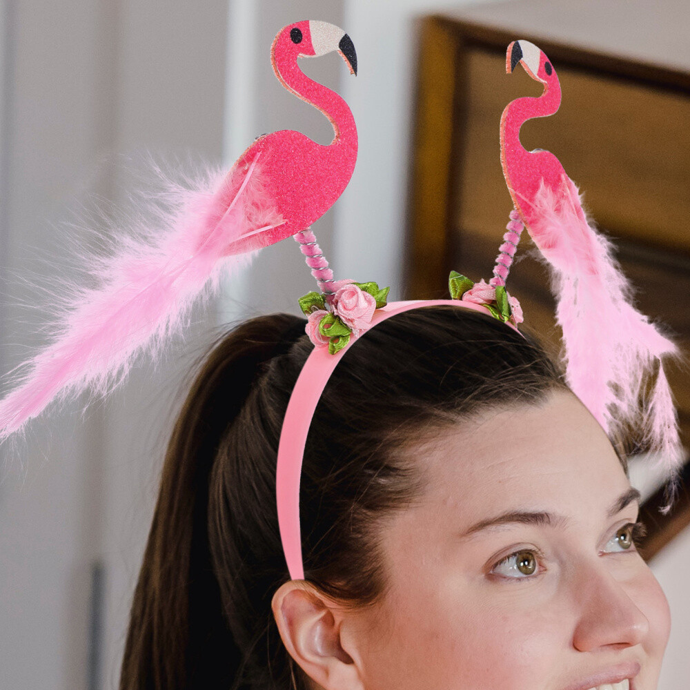 Pink Plastic Flamingo Headband Banquet Tropical Party Decorations ...