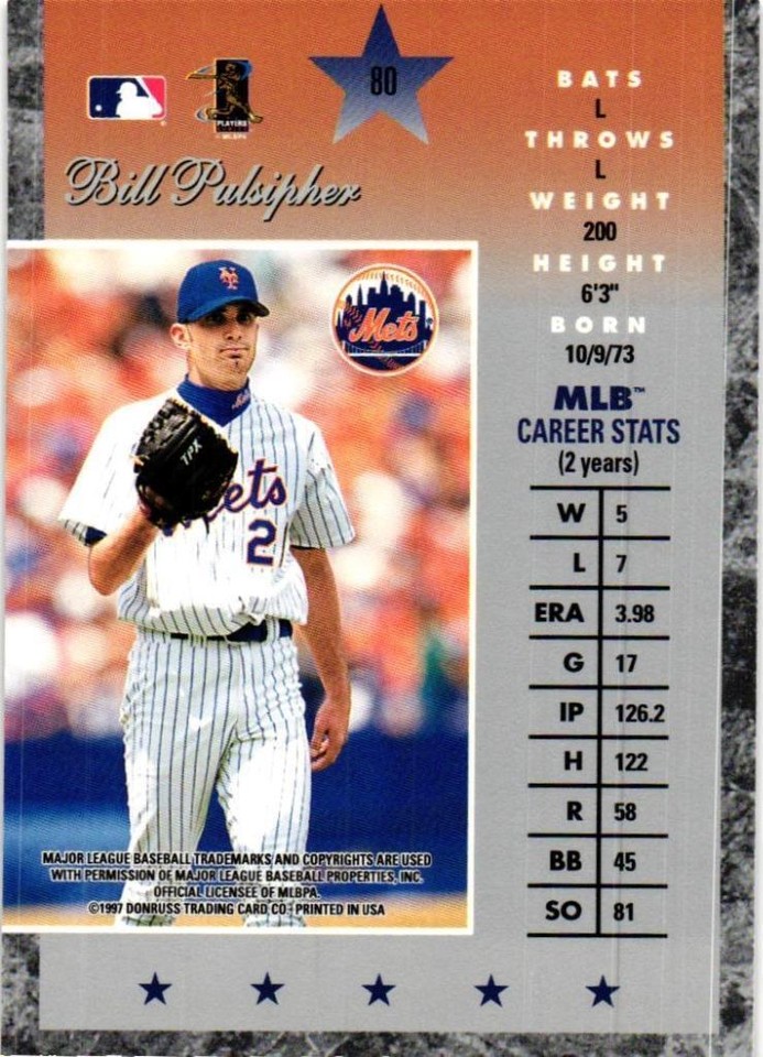 BILL PULSIPHER 1997 Donruss Elite # 80 FREE SHIPPING B11R2S20P13 | eBay