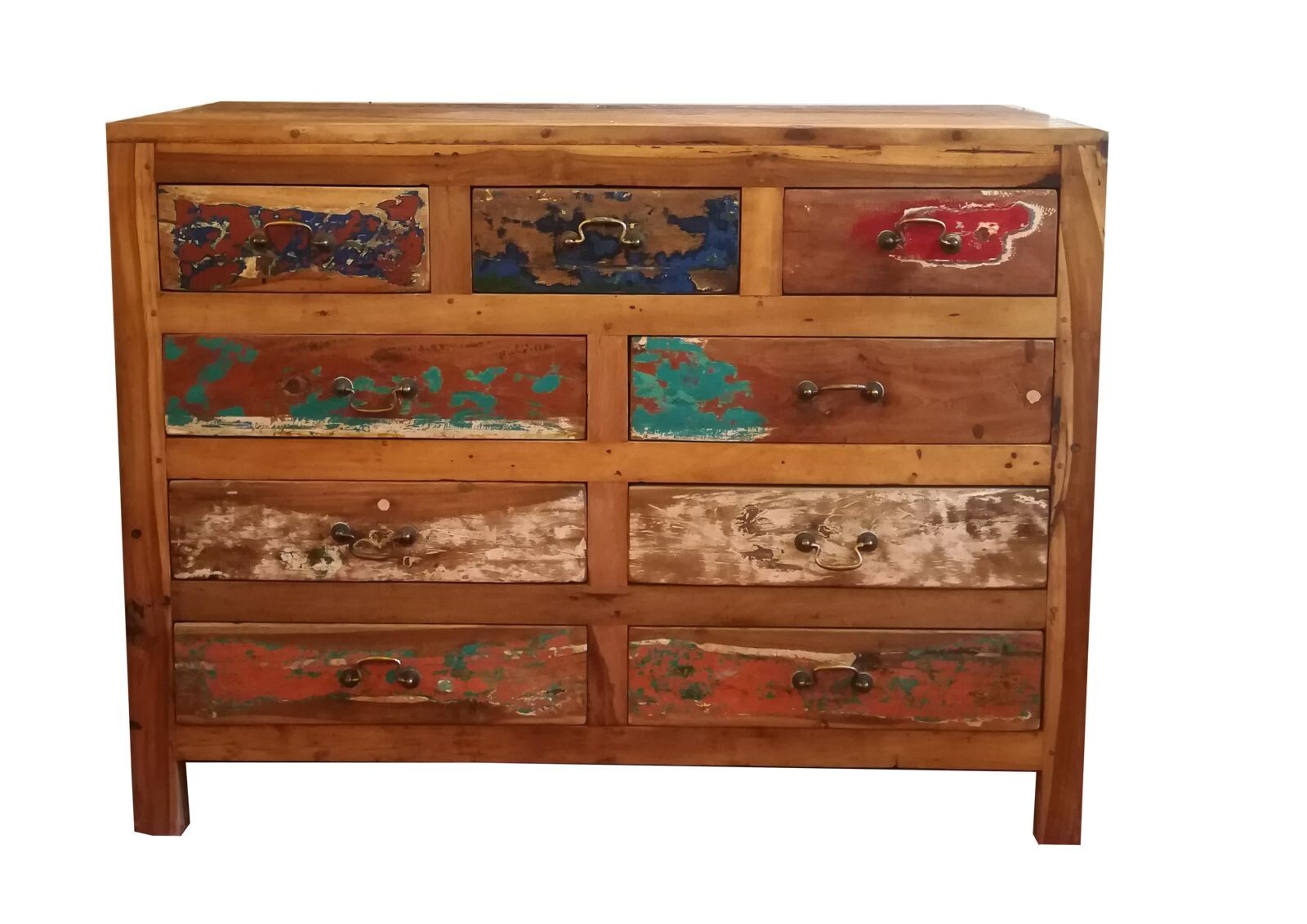 COMO' INDUSTRIAL CON LEGNO RICICLATO COLORATO CON CASSETTI CM ...