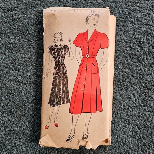 Vtg 1940s New York Sewing Pattern #1032 Princess Button Front House ...