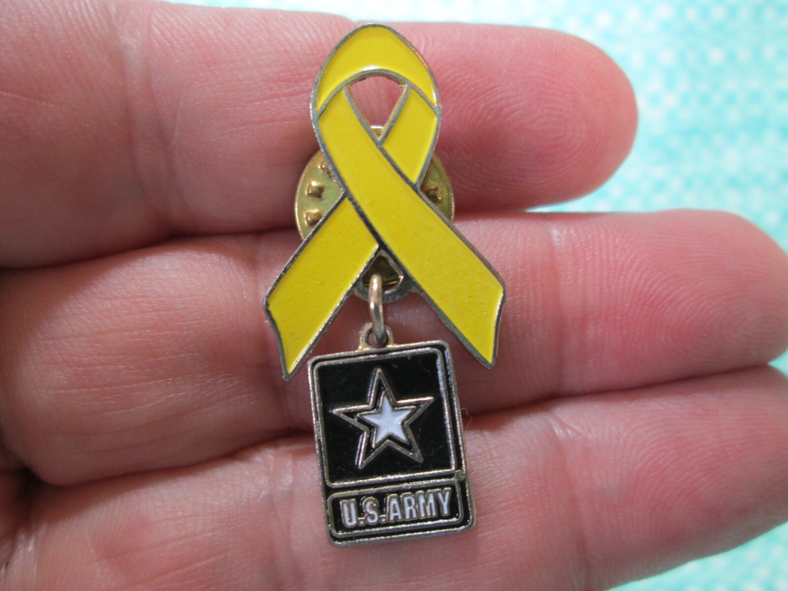 Vintage US Army Yellow Awareness Ribbon Lapel Pin Enamel Veteran ...