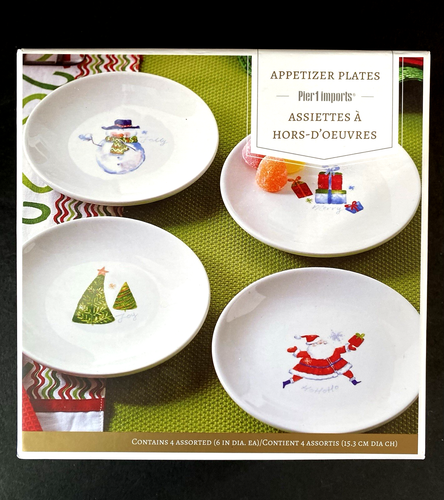 Pier 1 Imports Holiday Appetizer Plates Set Four NEW NIB Christmas ...