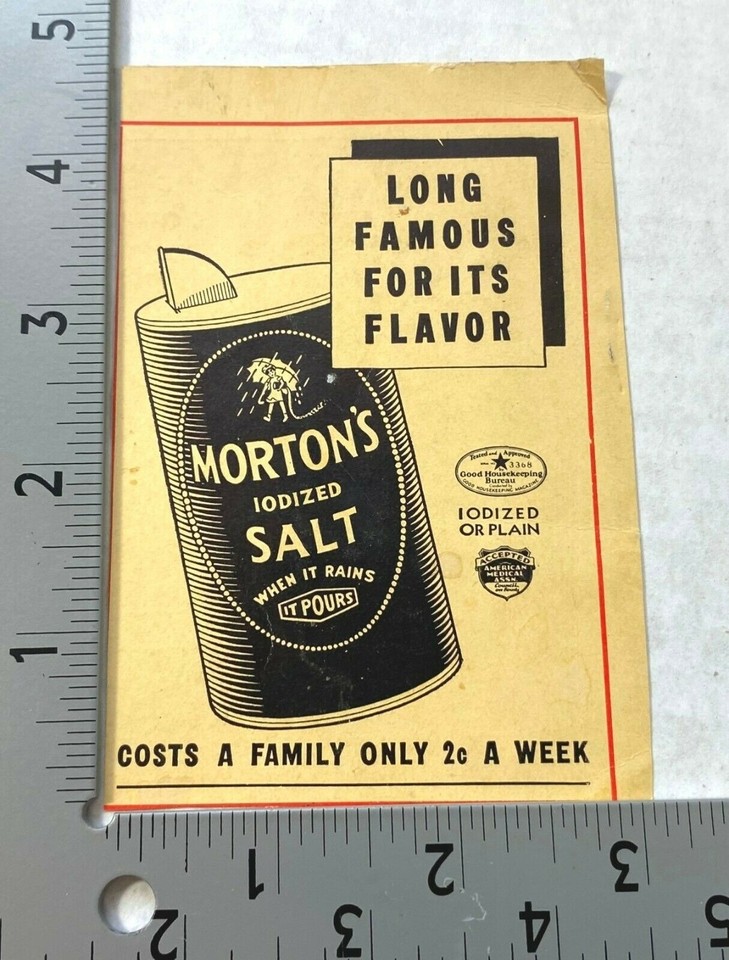 Mortons Iodized Salt Vintage Mini Print Ad 1930s When It Rains It Pours ...