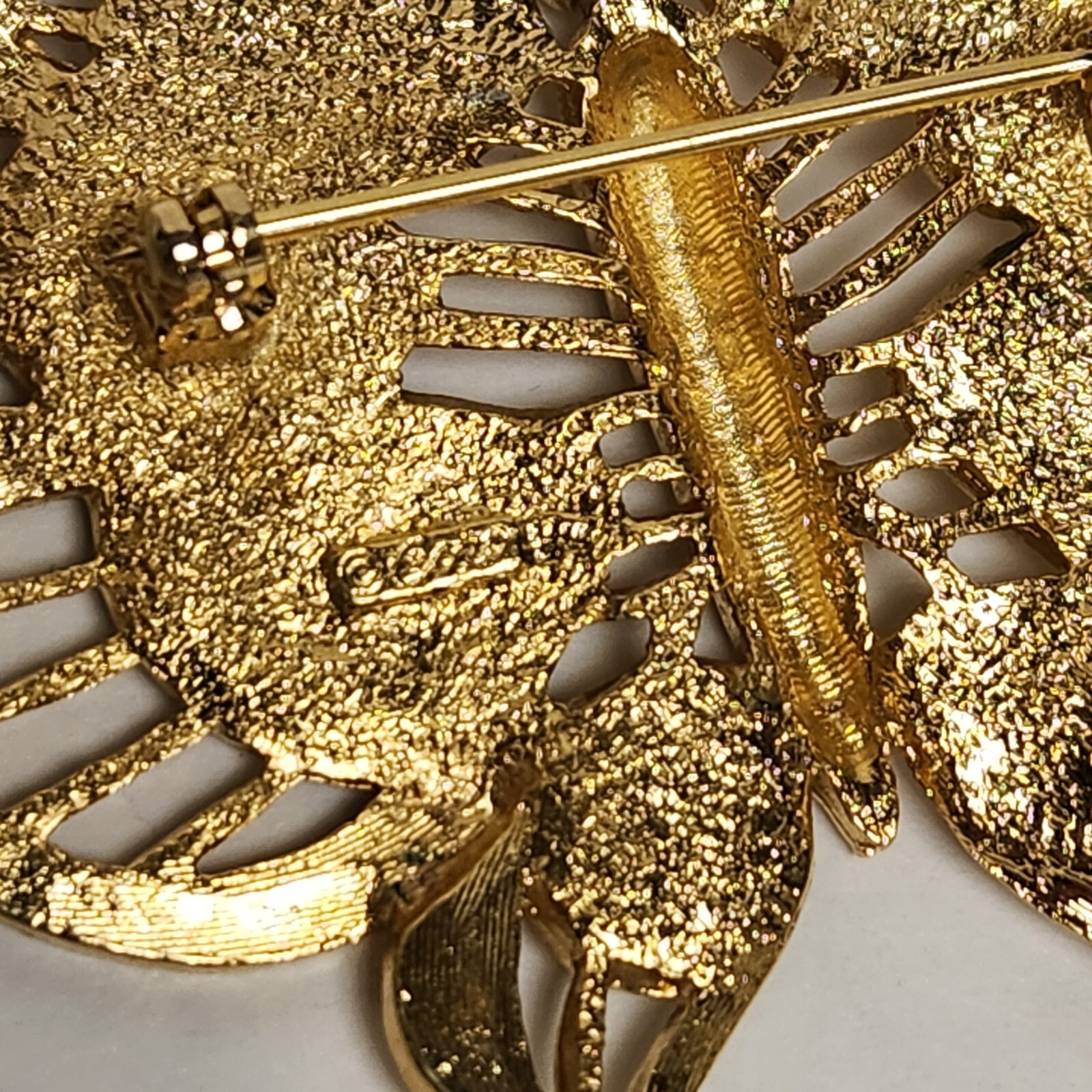 Rare Vintage Signed CORO Open Work Gold Tone BUTTERFLY Pin Brooch 2" x ...