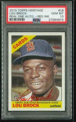 Lou Brock 2015 Topps Heritage Real One Auto #ROA-LB HOF Cardinals ...