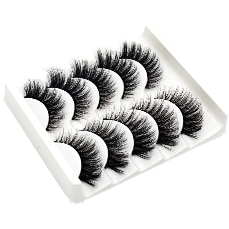 5Pair 3D Mink False Eyelashes Wispy Cross Long Thick Soft Fake Eye ...