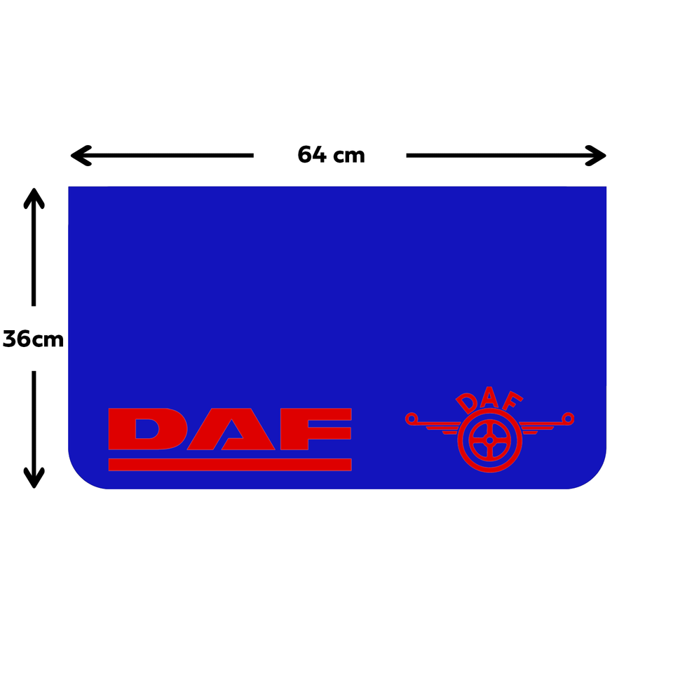 DAF Lorry HGV Rear Mudflaps 36x64cm Smooth Blue PVC Mud Flaps Red Text ...
