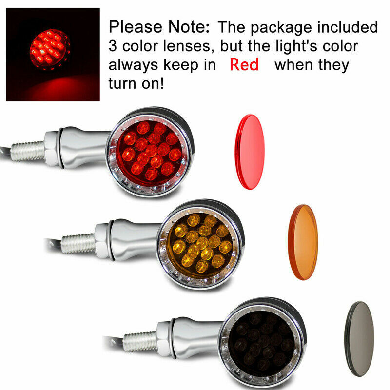 Motorcycle Bullet Red Brake LED Running Turn Signal Tail Light Bobber ...