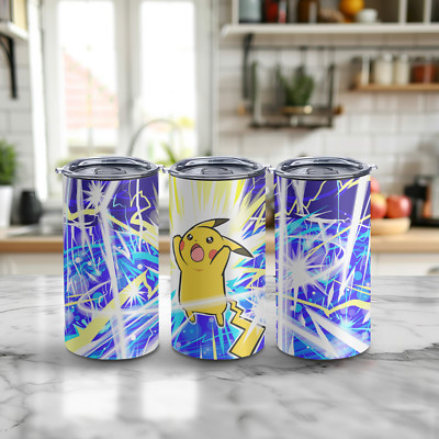 Pokemon/Pikachu, 12oz Tumbler, Straw, Stainless Steel, Leak Proof, (t12 ...